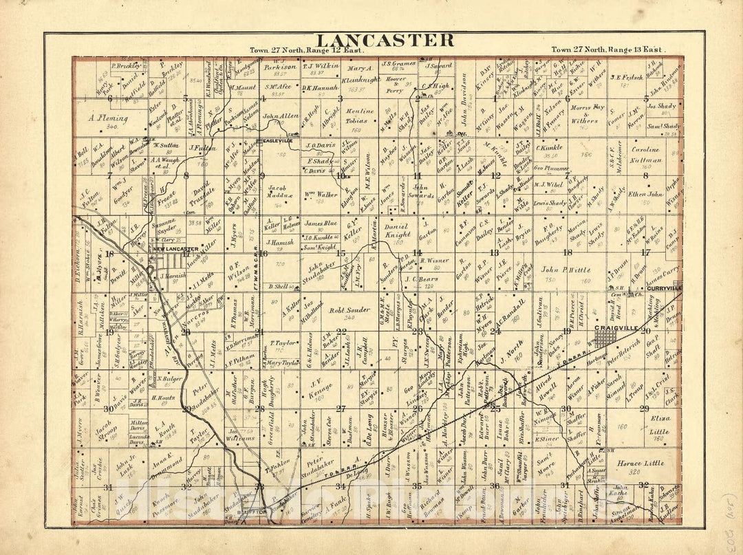 Historic 1881 Map - Historical Hand-Atlas, Illustrated - Map of Lancas ...