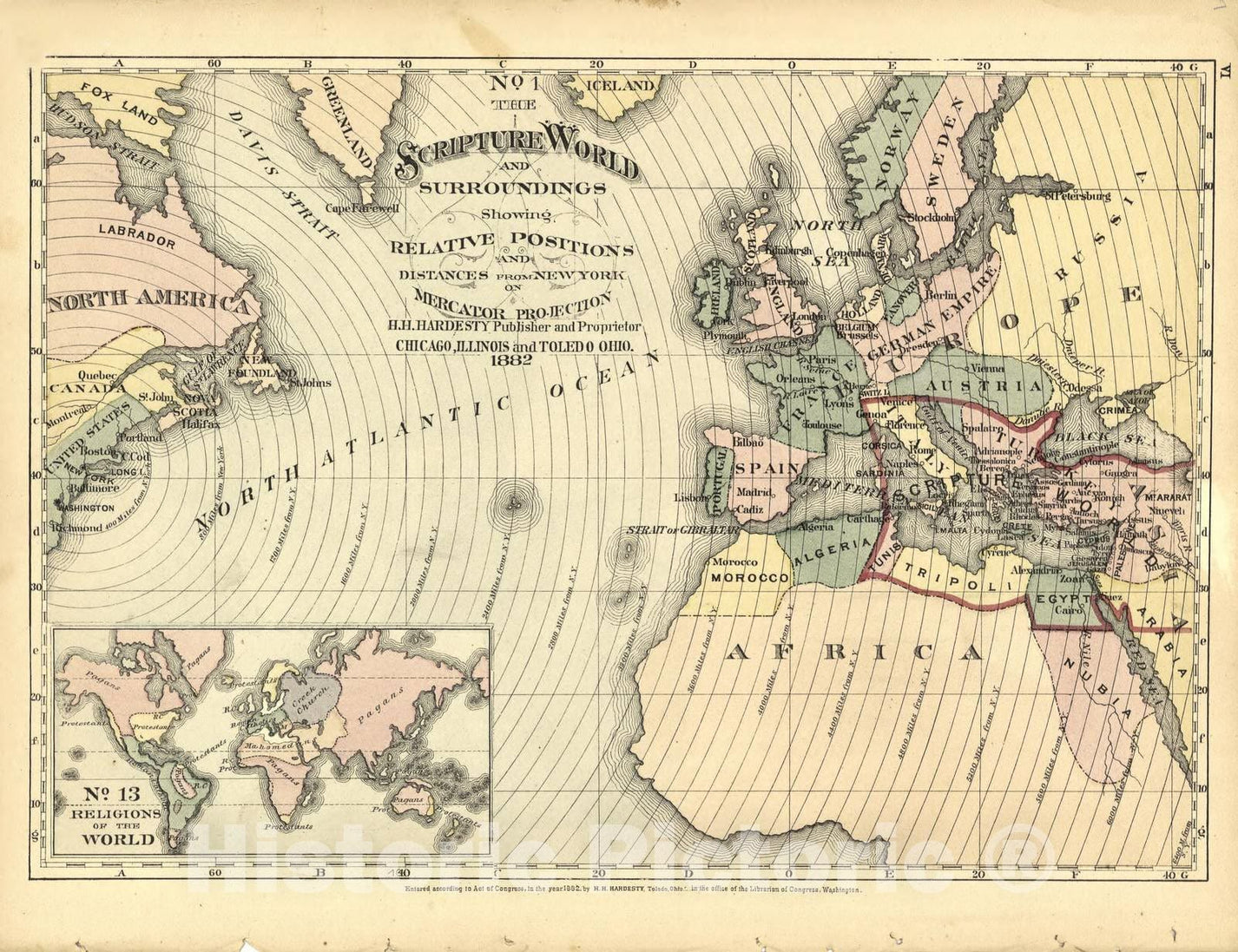 Historic 1882 Map - Historical Hand-Atlas, Illustrated - No. 1 The Scr ...