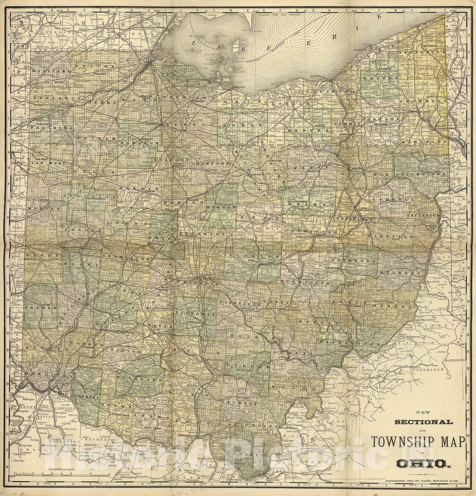 Historic 1882 Map - Historical Hand-Atlas, Illustrated - New sectional ...