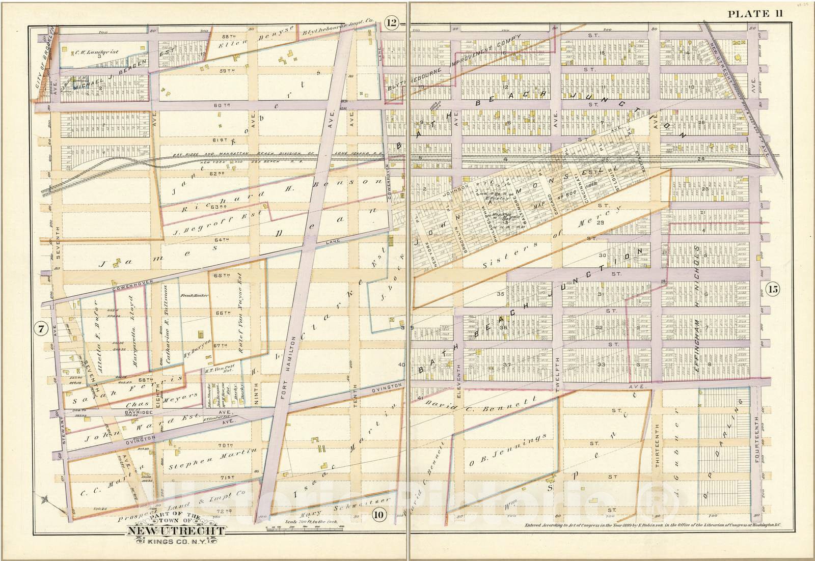 Historic 1890 Map - Robinson's Atlas of Kings County, New York - Plate ...