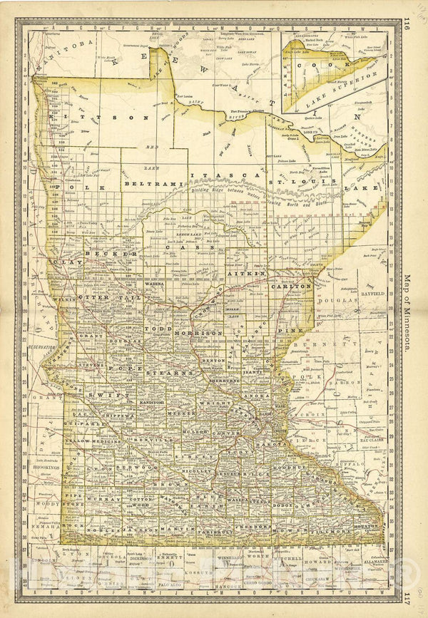 Historic 1881 Map - Historical Hand-Atlas, Illustrated - Map of Minnes ...