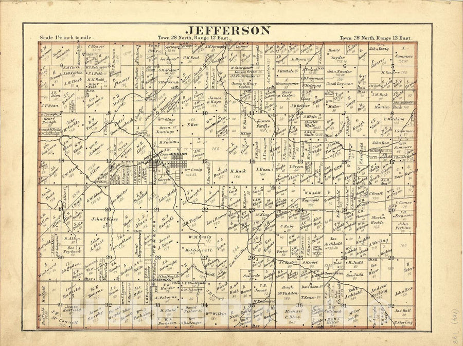 Historic 1881 Map - Historical Hand-Atlas, Illustrated - Map of Jeffer ...
