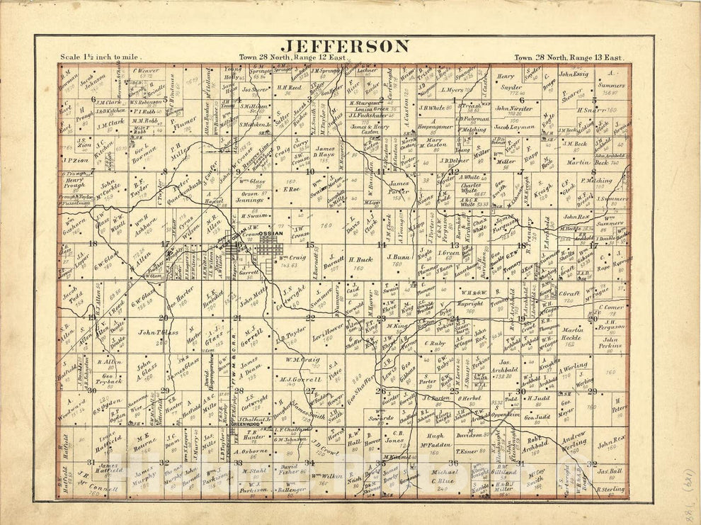 Historic 1881 Map - Historical Hand-Atlas, Illustrated - Map of Jeffer ...