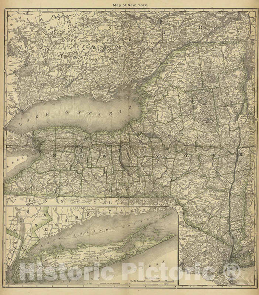 Historic 1882 Map - Historical Hand-Atlas, Illustrated - Map of New Yo ...