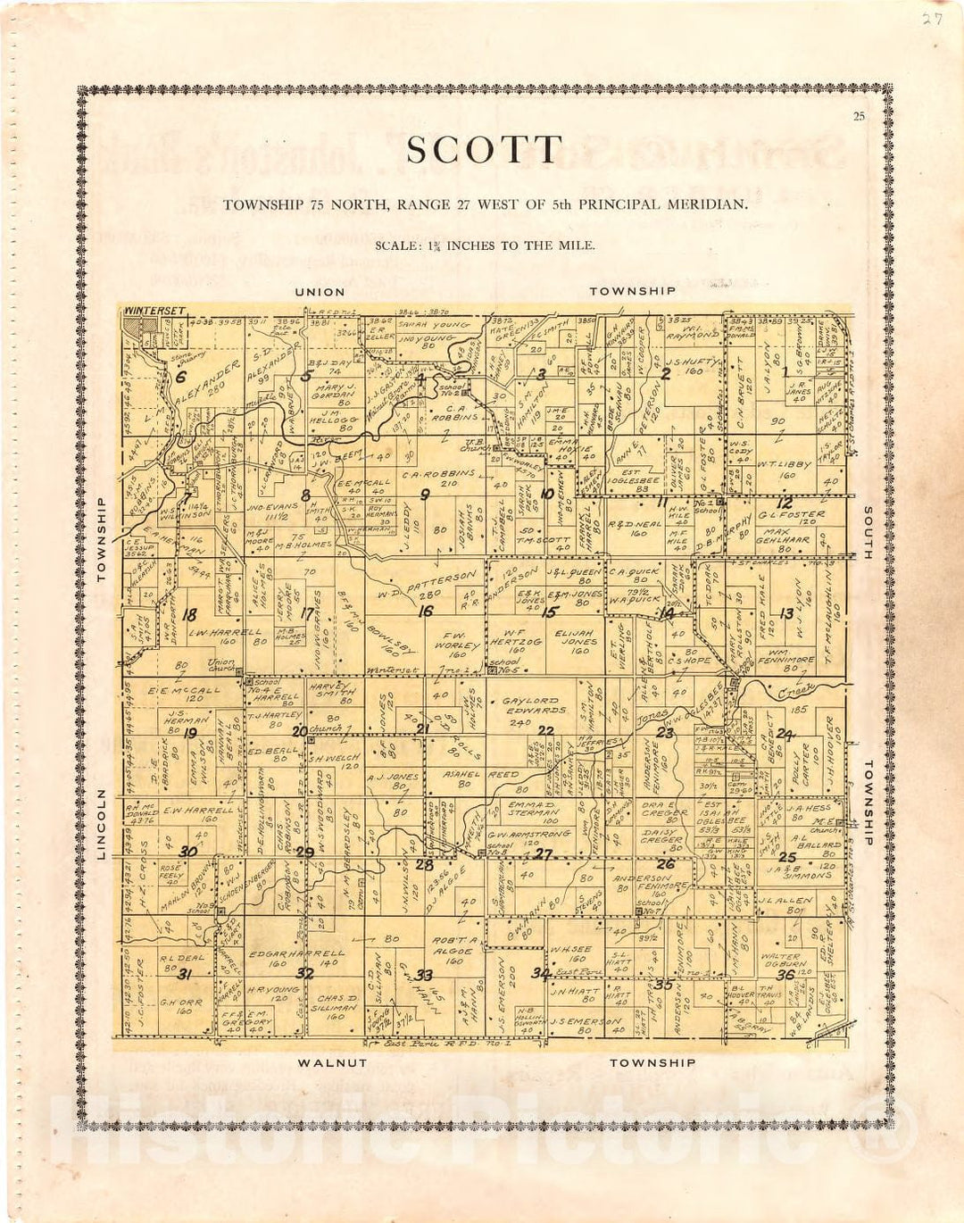 Historic 1912 Map - Atlas of Madison County, Iowa - Scott - Madison Co ...