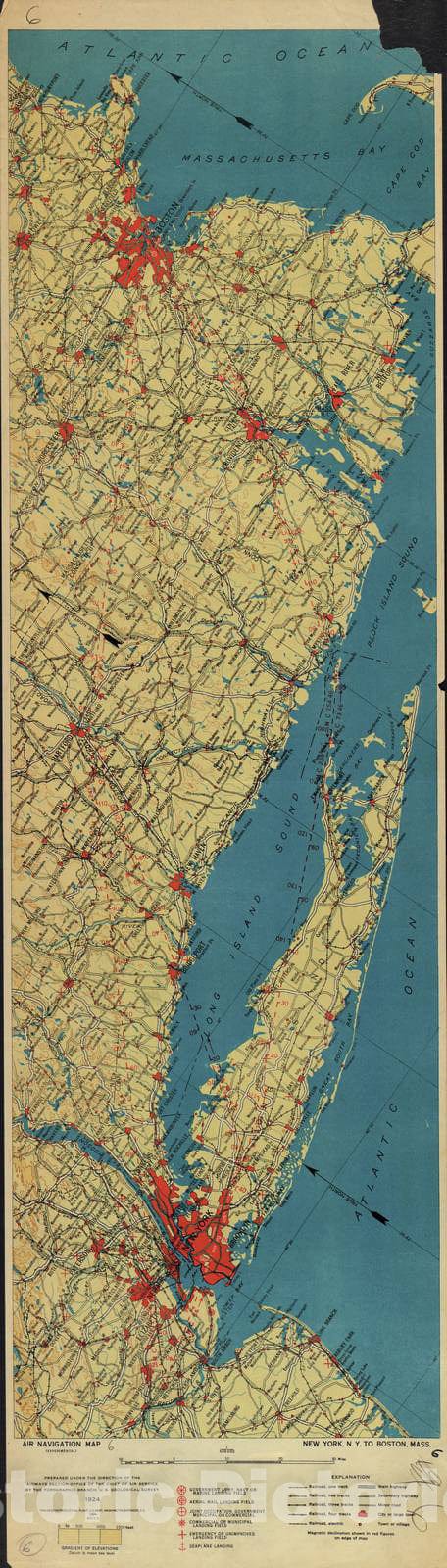 Historic 1924 Map - Aeronautical Strip maps of The United States. - No ...