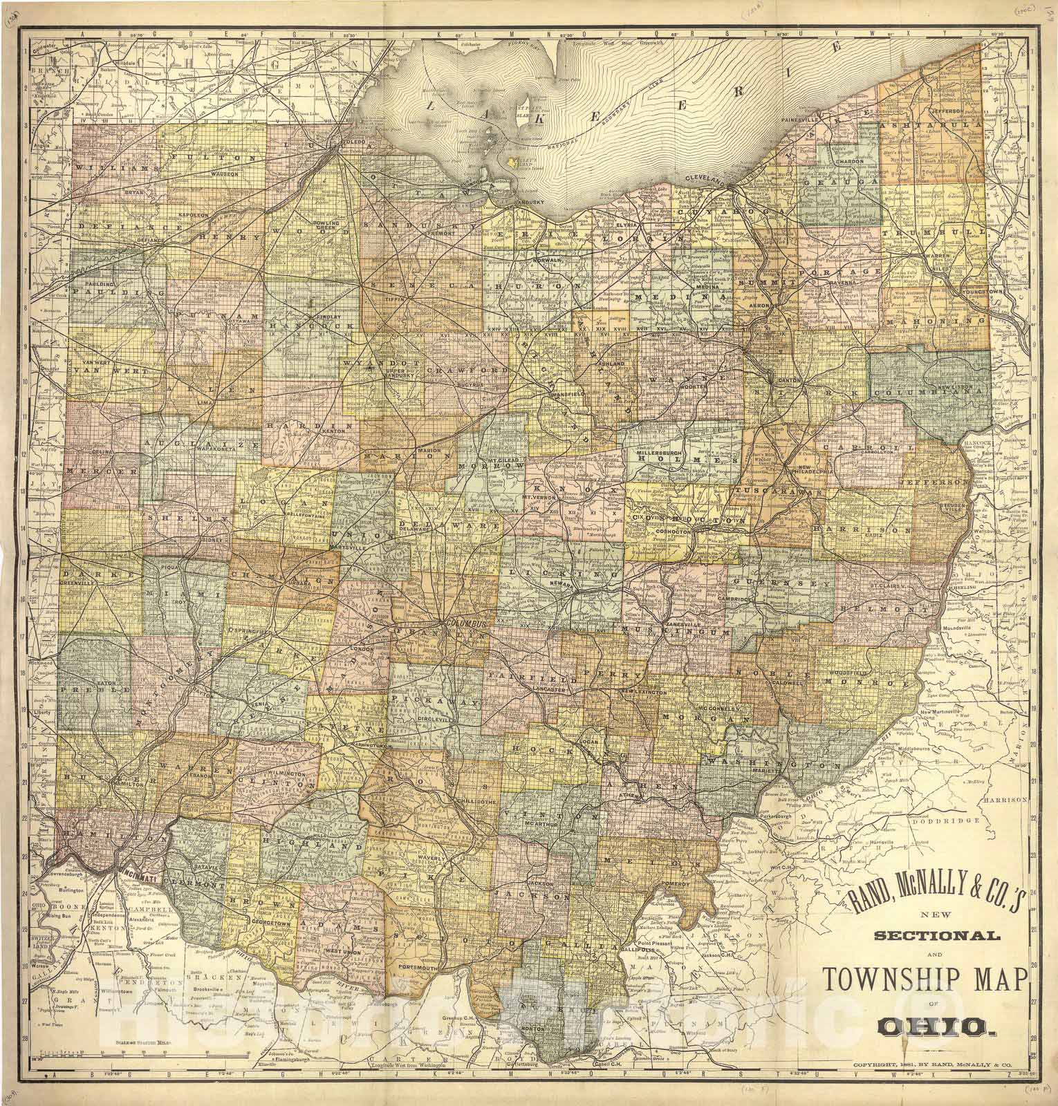 Historic 1881 Map - Historical Hand-Atlas, Illustrated - Township map ...