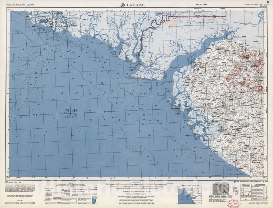 Historic 1955 Map - India and Pakistan 1:250,000. - Lakhpat, 1956 ...