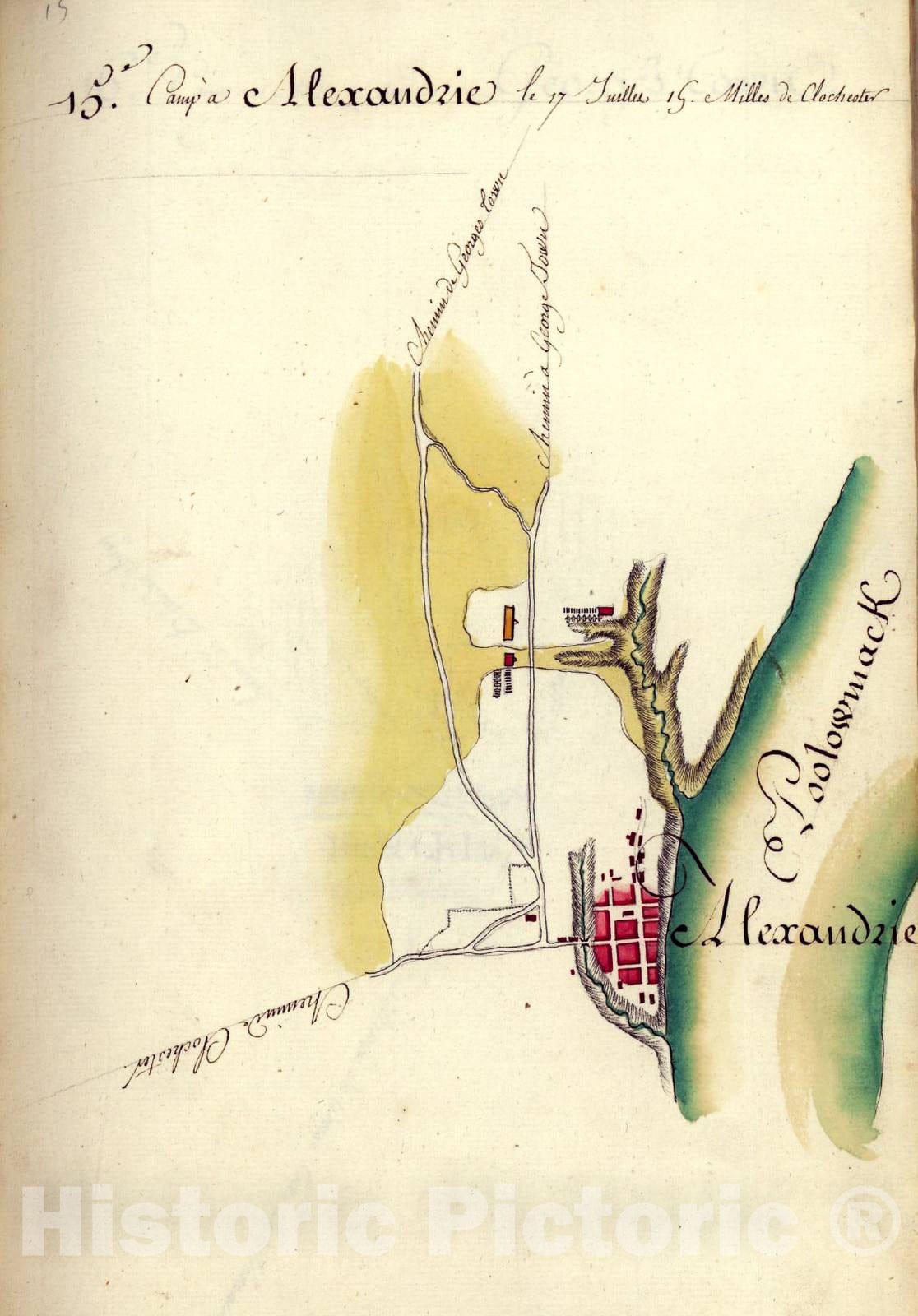 Historic 1782 Map - AmÃ©rique campagne. - Camp a Alexandrie – Historic ...