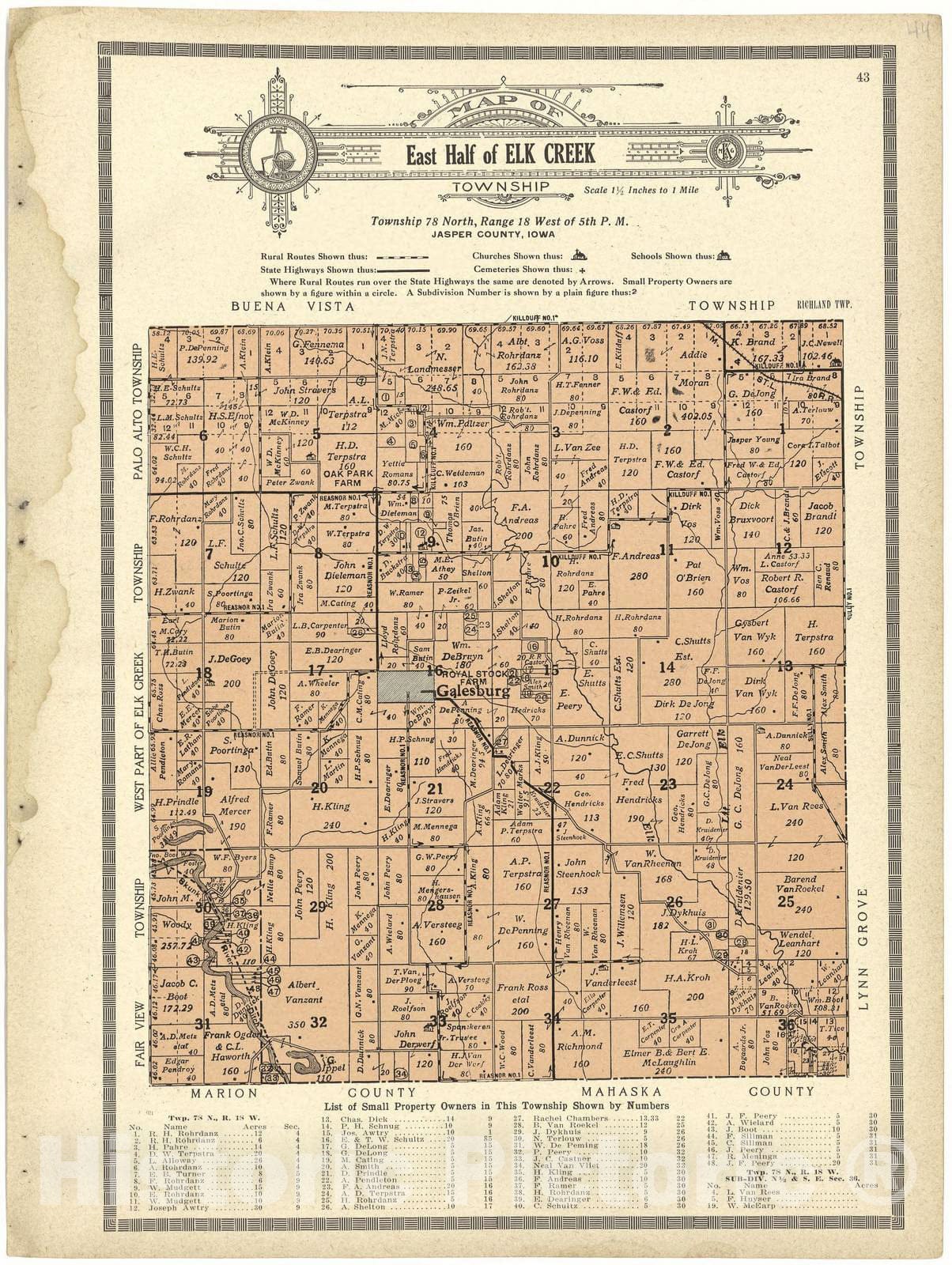 Historic 1914 Map - Atlas and plat Book of Jasper County, Iowa - Map o ...