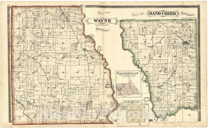 Historic 1879 Map - Atlas of Bartholomew Co, Indiana - Map of Wayne To ...