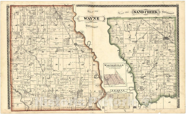 Historic 1879 Map - Atlas of Bartholomew Co, Indiana - Map of Wayne To ...