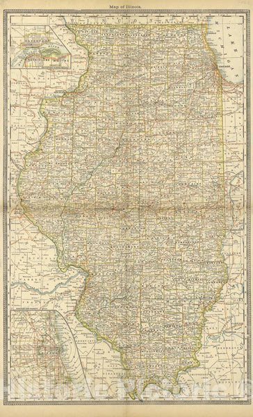 Historic 1882 Map - Historical Hand-Atlas, Illustrated - Map of Illino ...