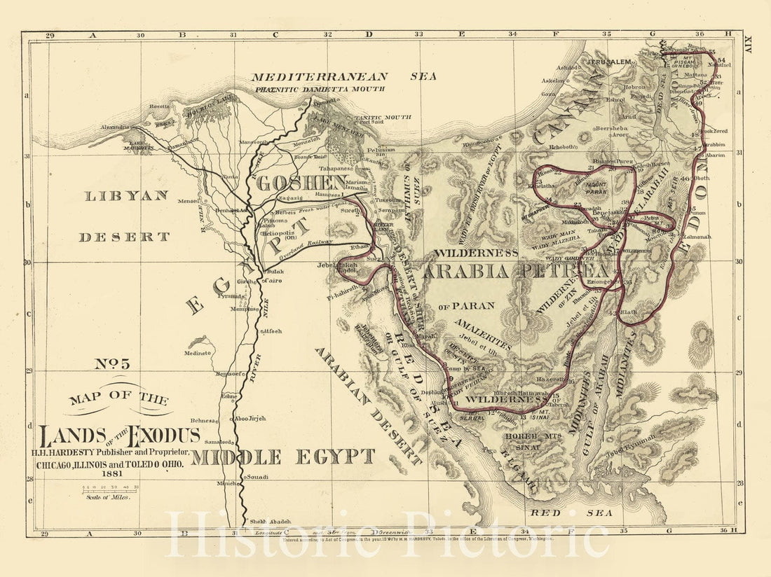 Historic 1881 Map - Historical Hand-Atlas, Illustrated - No. 5 Map of ...
