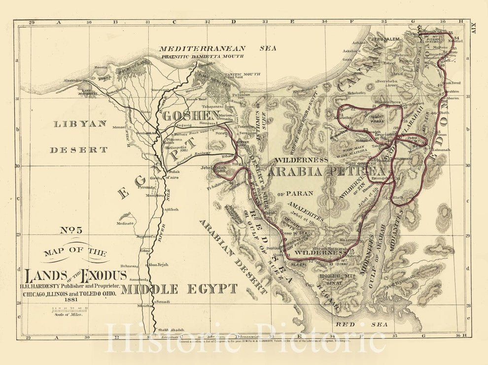 Historic 1881 Map - Historical Hand-Atlas, Illustrated - No. 5 Map of ...