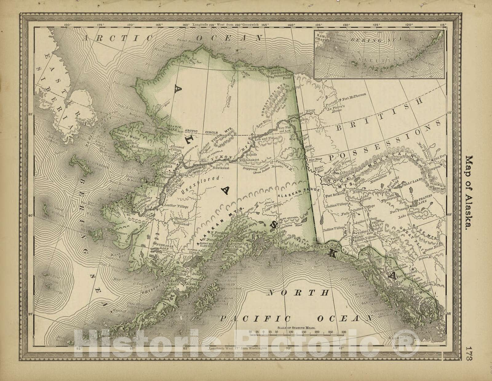 Historic 1882 Map - Historical Hand-Atlas, Illustrated - Map of Alaska ...