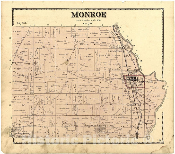 Historic 1871 Map - Atlas of Miami Co, Ohio - Monroe - Atlas of Miami ...