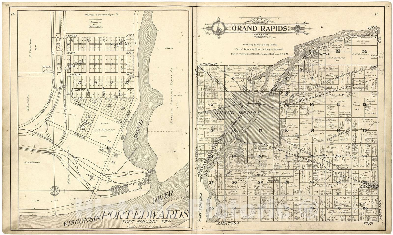 Historic 1909 Map - Standard Atlas of Wood County, Wisconsin - Map of ...