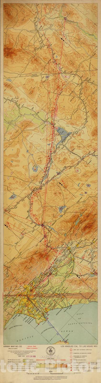 Historic 1924 Map - Aeronautical Strip maps of The United States. - No ...