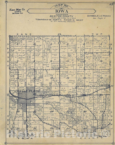 Historic 1930 Map - Atlas of Benton County, Iowa. - Iowa Township ...
