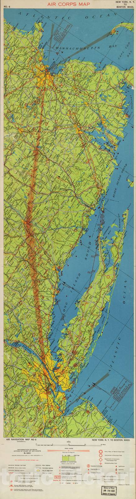 Historic 1924 Map - Aeronautical Strip maps of The United States. - No ...