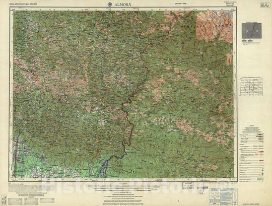 Historic 1955 Map - India and Pakistan 1:250,000. - Almora, India, Nep ...