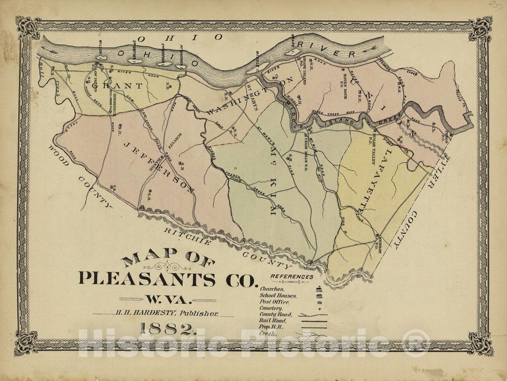 Historic 1882 Map - Historical Hand-Atlas, Illustrated - Map of Pleasa ...