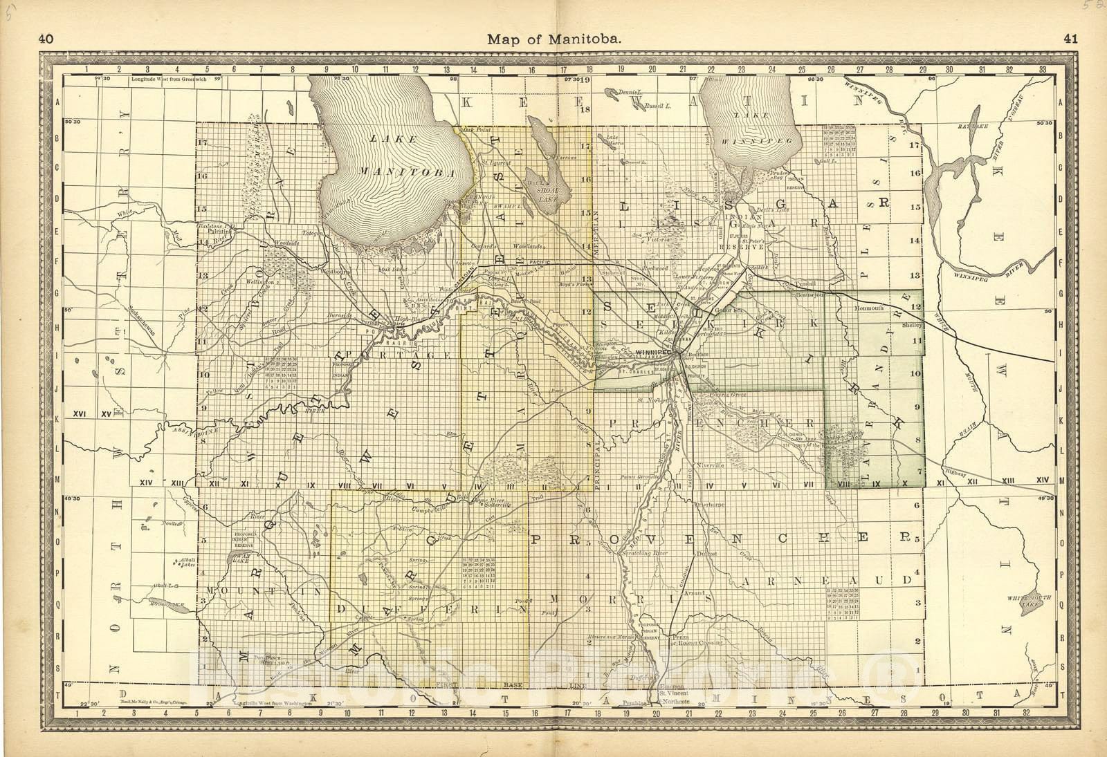 Historic 1882 Map - Historical Hand-Atlas, Illustrated - Map of Manito ...