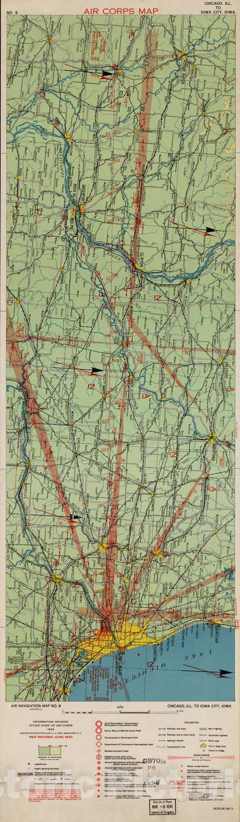 Historic 1924 Map - Aeronautical Strip maps of The United States. - No ...
