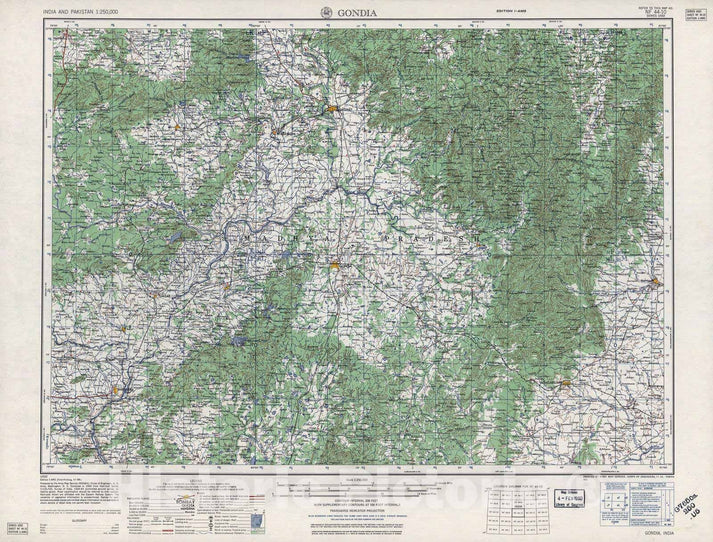 Historic 1955 Map - India and Pakistan 1:250,000. - Gondia, 1959 ...