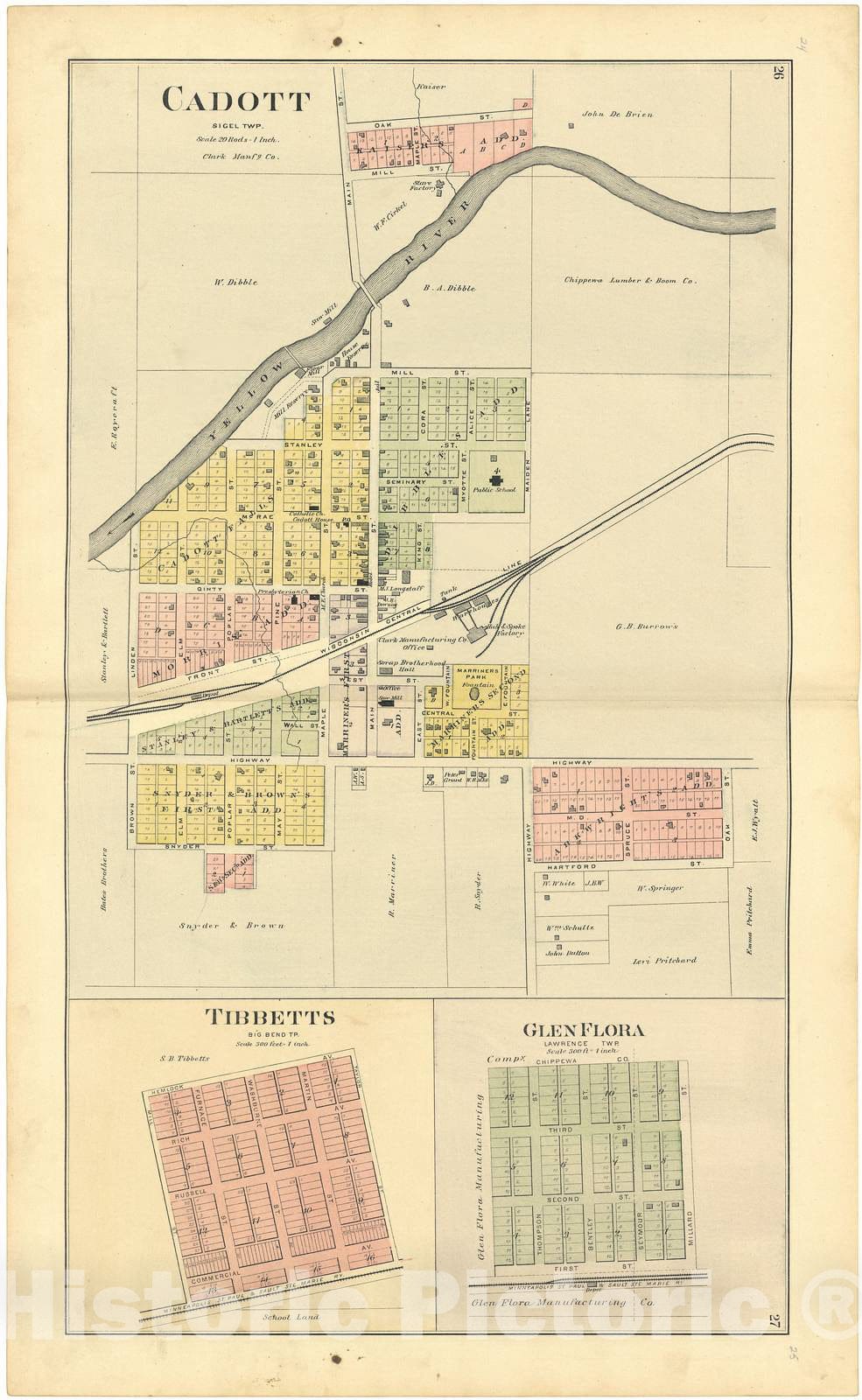 Historic 1888 Map - Plat Book of Chippewa County, Wisconsin - Cadott ...