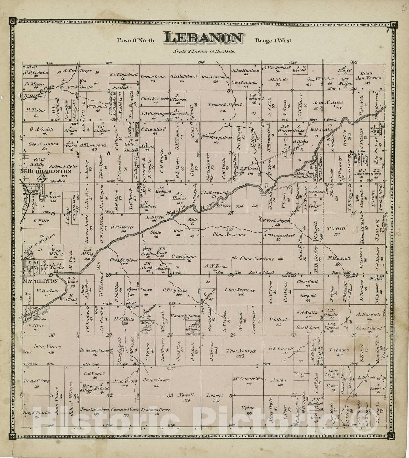 Historic 1873 Map - Atlas of Clinton County, Michigan - Lebanon ...