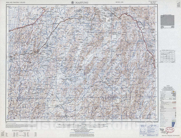 Historic 1955 Map - India and Pakistan 1:250,000. - Matsung, Pakistan ...
