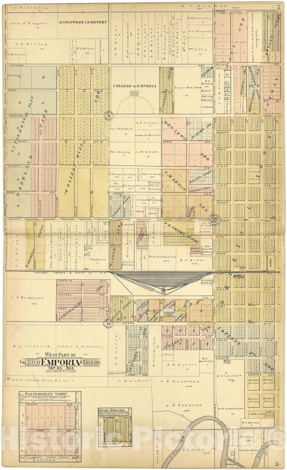 Historic 1901 Map - Standard Atlas of Lyon County, Kansas - West Part ...