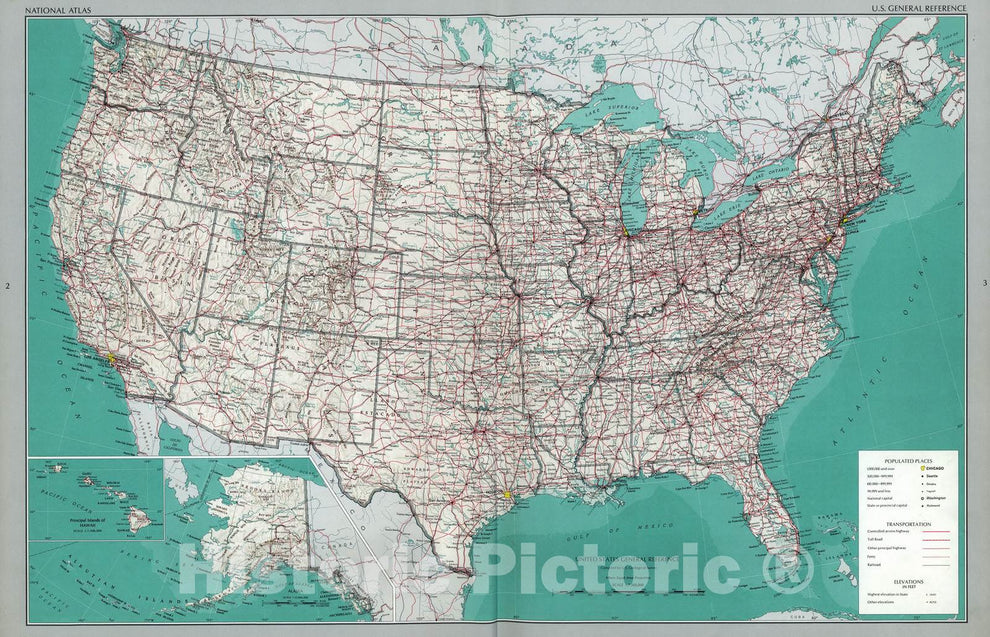 Historic 1970 Map - The National Atlas of The United States of America ...