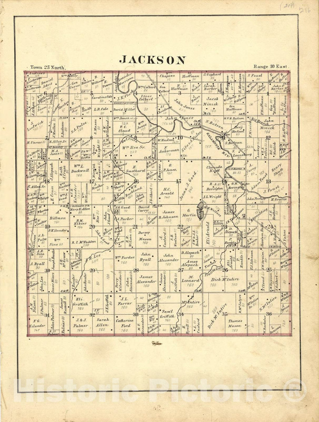 Historic 1881 Map - Historical Hand-Atlas, Illustrated - Map of Jackso ...