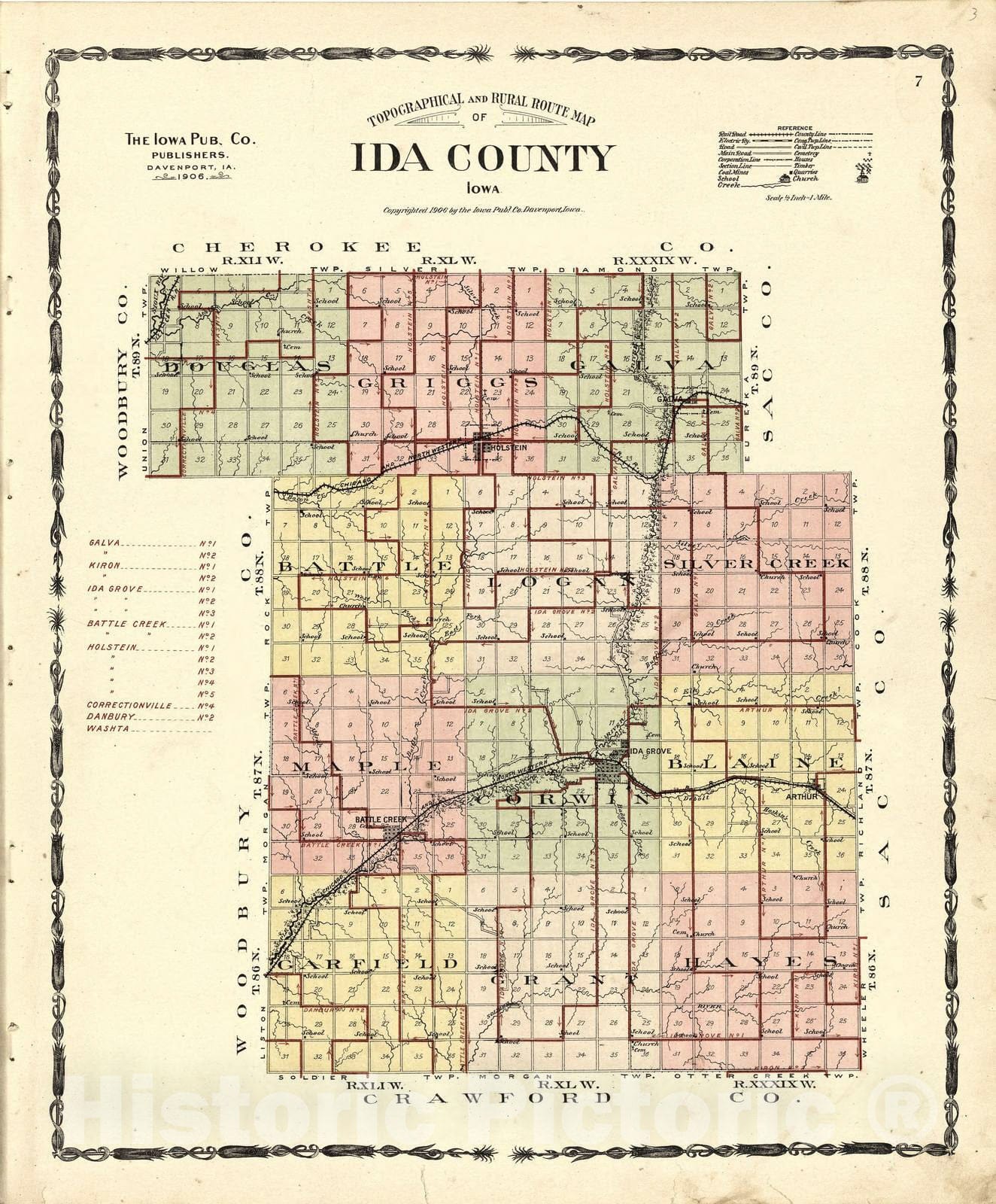 Historic 1906 Map - Atlas of Ida County, Iowa - Topographical and Rura ...