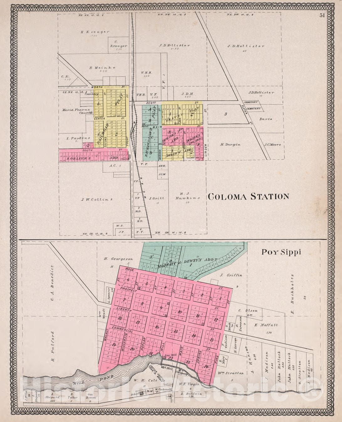 Historic 1906 Map - Atlas of Waushara County, Wisconsin - Coloma Stati ...