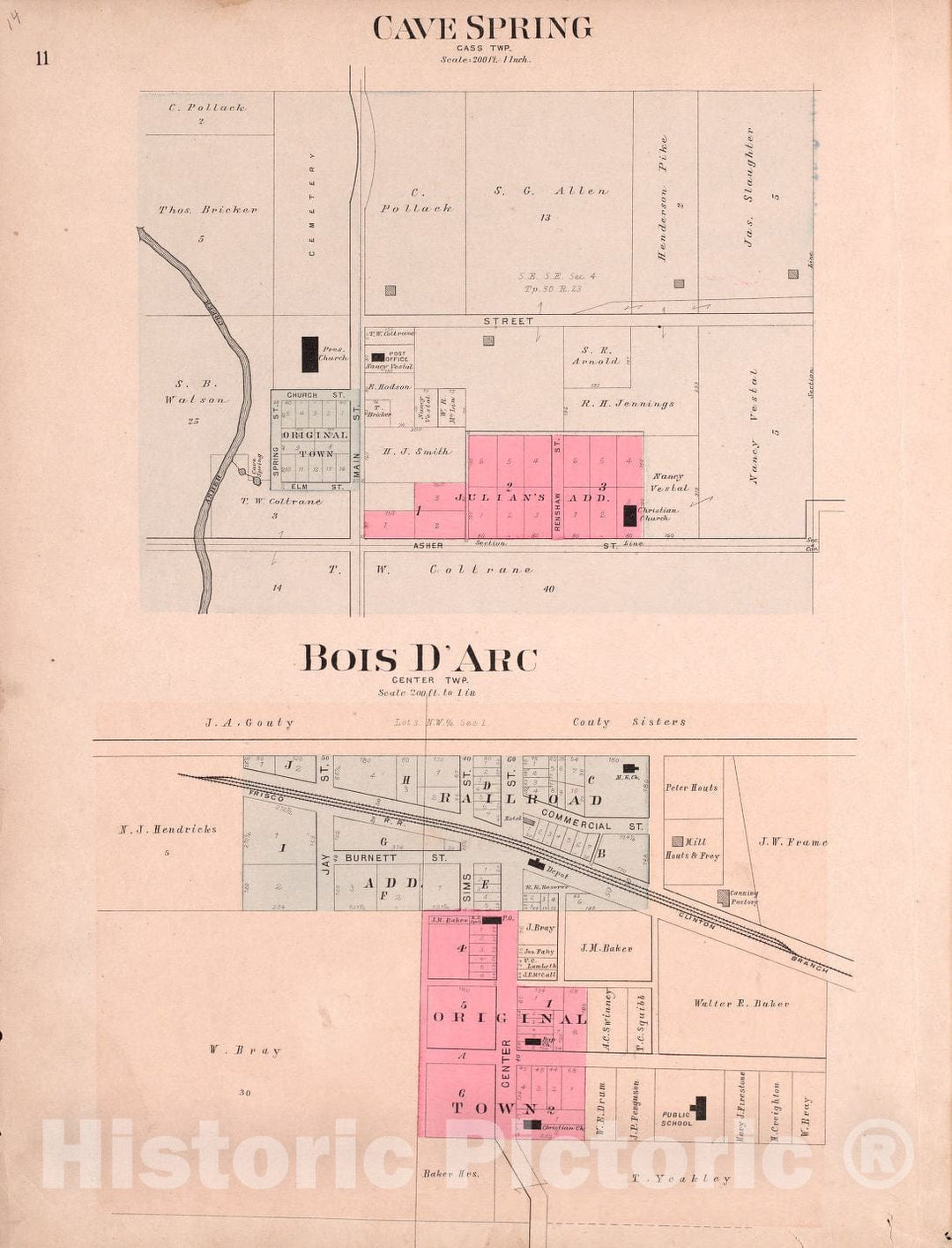 Historic 1904 Map - Plat Book of Greene County, Missouri - Cave Spring – Historic Pictoric