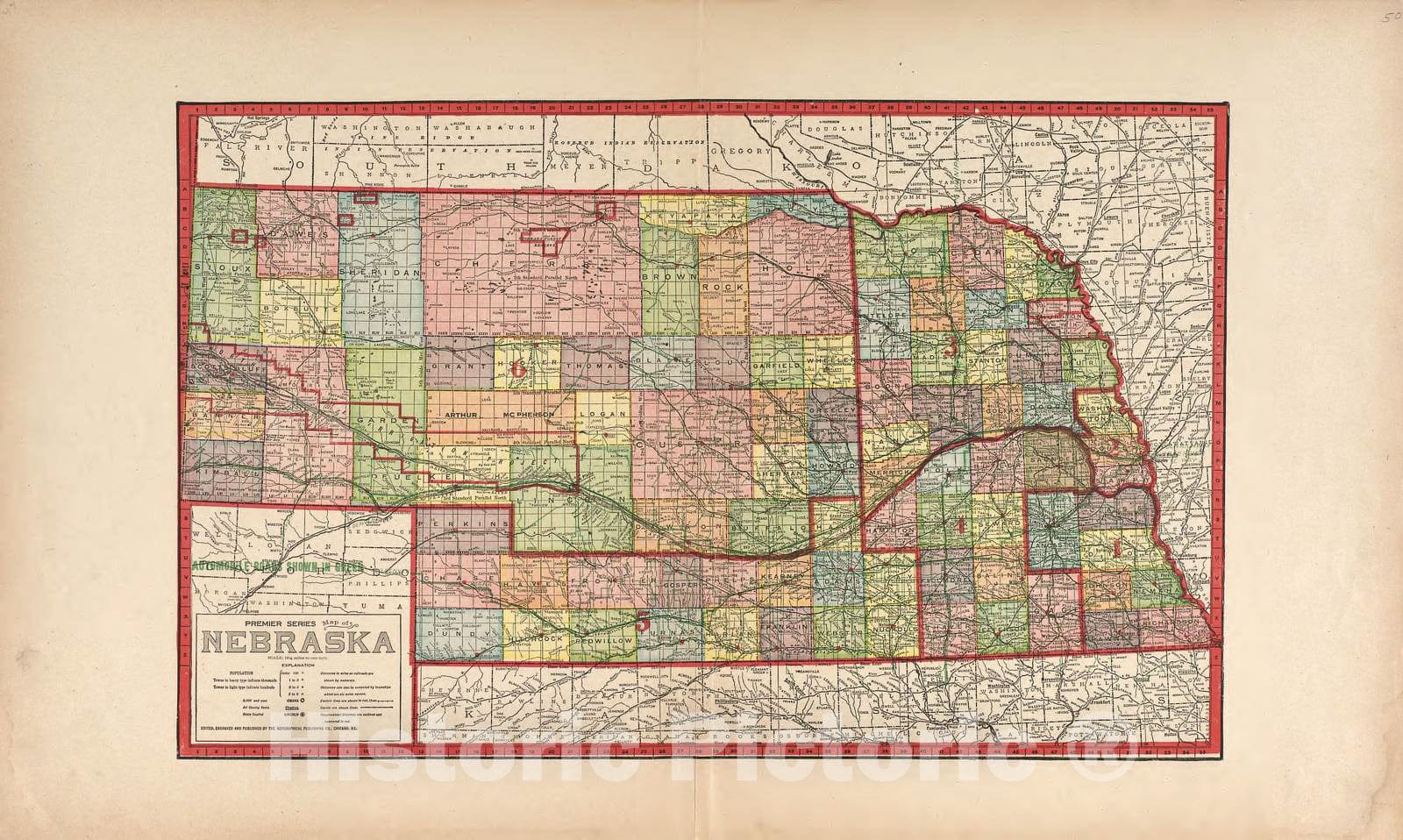 Historic 1916 Map - Atlas of Saunders County, Nebraska - Premier Serie ...