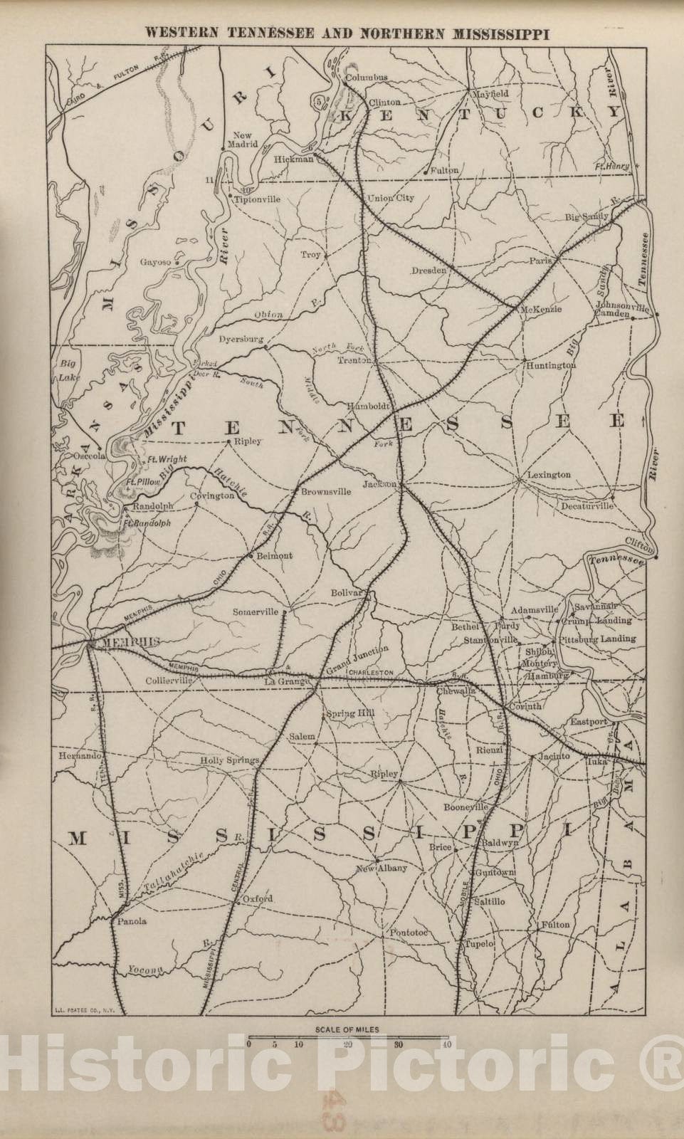 Historic 1914 Map - Campaigns of The American Civil War-Atlas - Wester ...