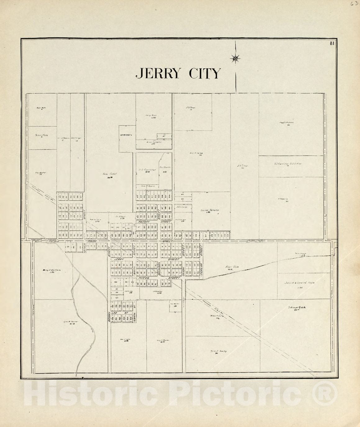 Historic 1912 Map - an Atlas of Wood County, Ohio - Jerry City ...