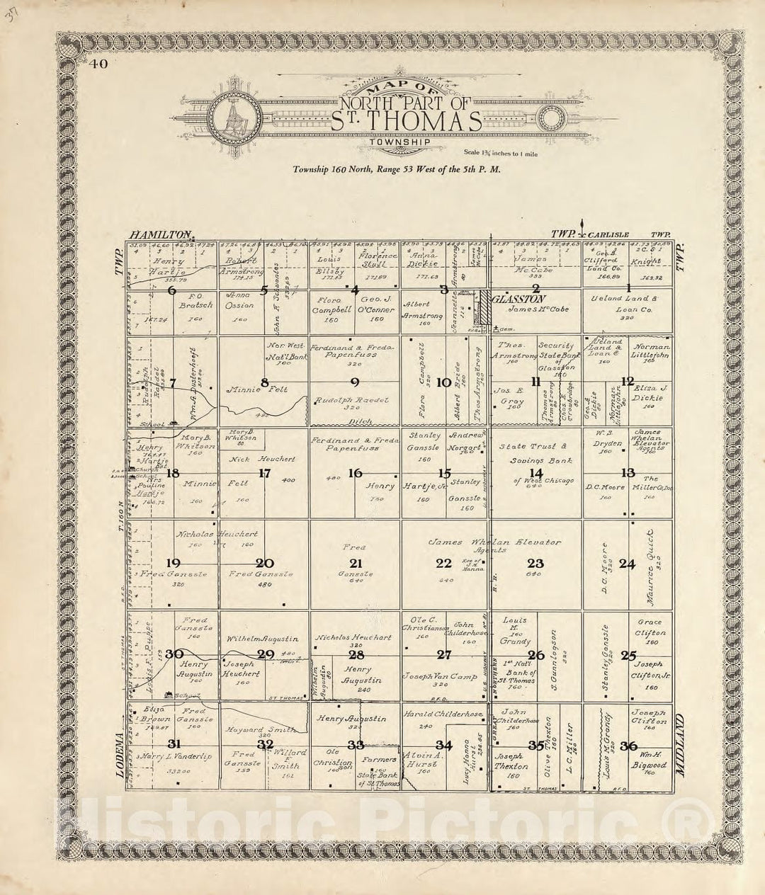 Historic 1928 Map - Standard Atlas of Pembina County, North Dakota - M ...