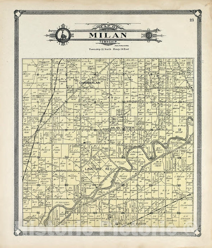 Historic 1907 Map - Plat Book of Allen County, Indiana. - Map of Milan ...