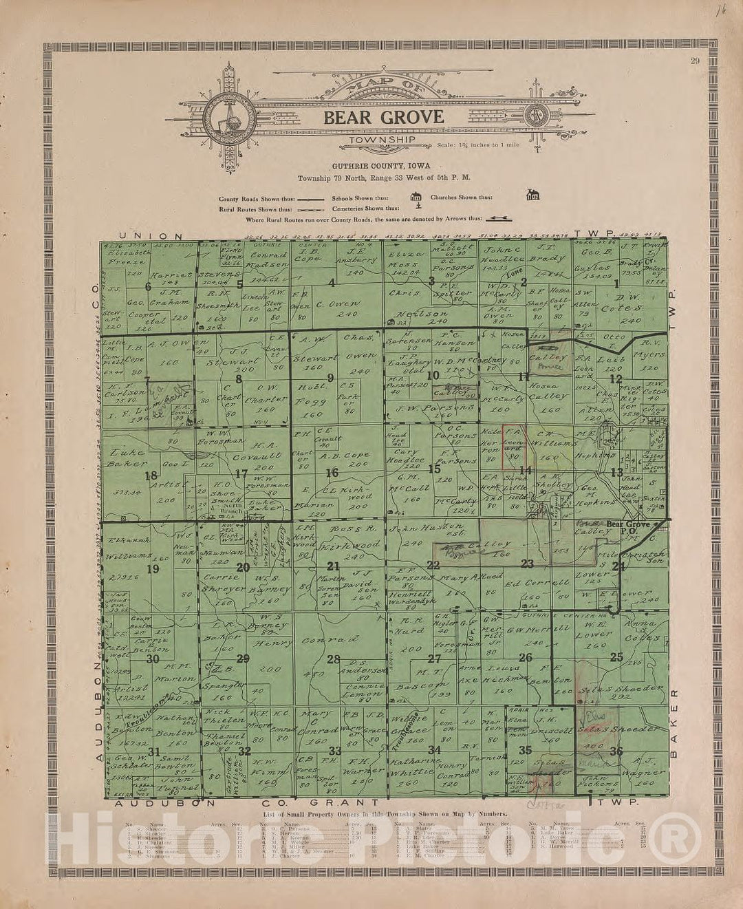 Historic 1917 Map - Atlas and plat Book of Guthrie County, Iowa - Bear ...