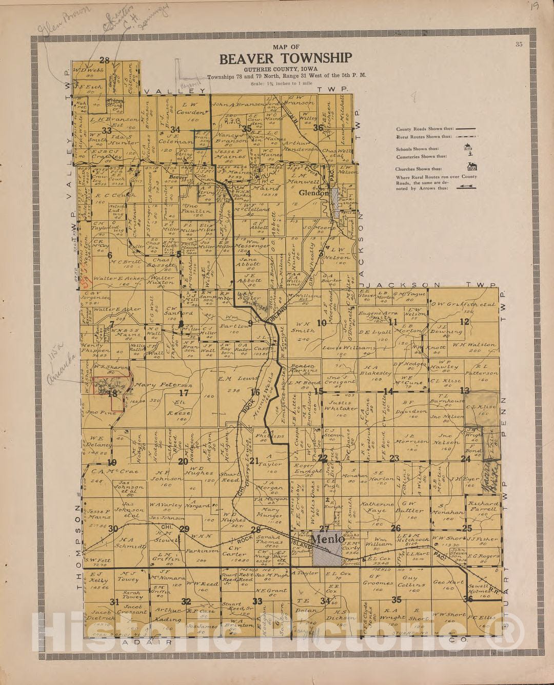 Historic 1917 Map - Atlas and plat Book of Guthrie County, Iowa - Beav ...