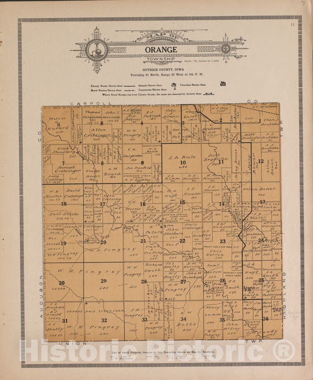 Historic 1917 Map - Atlas and plat Book of Guthrie County, Iowa - Oran ...