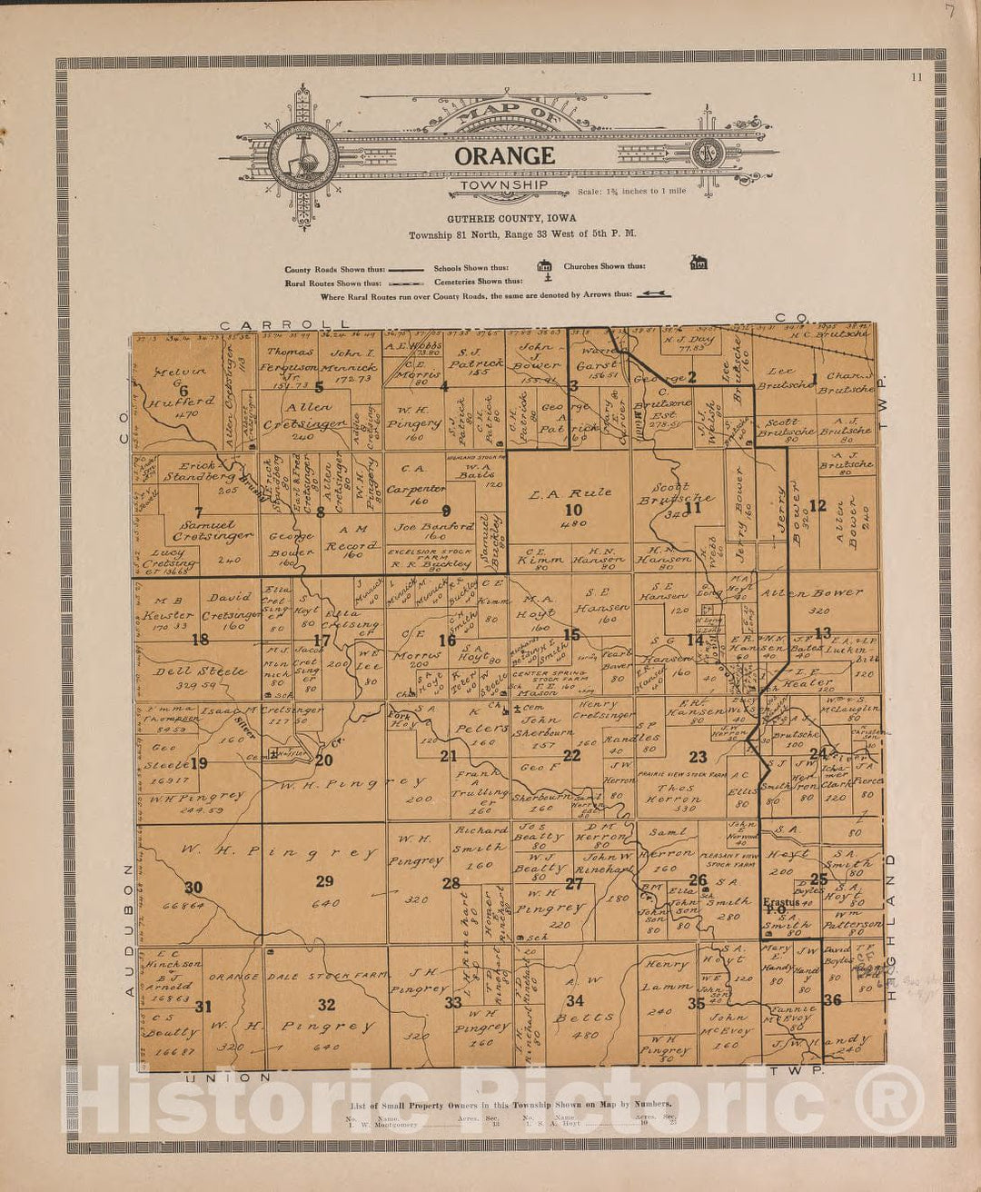Historic 1917 Map - Atlas and plat Book of Guthrie County, Iowa - Oran ...