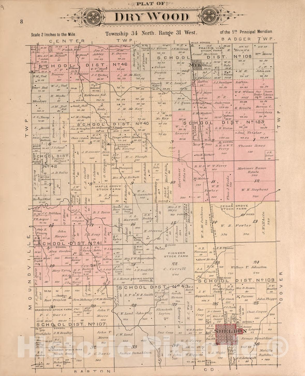 Historic 1903 Map - Plat Book of Vernon County, Missouri - Dry Wood ...