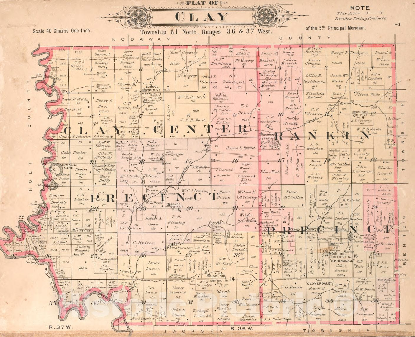 Historic 1909 Map - Plat Book of Andrew County, Missouri - Clay ...
